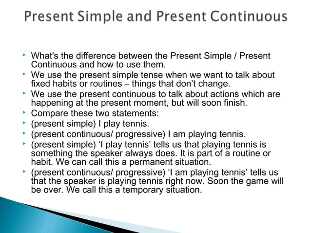 Tenses - Present Tense-Present Continous | PPT