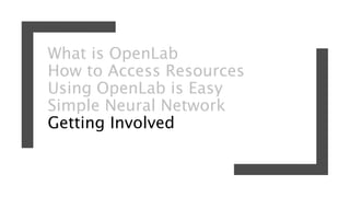 Getting a Neural Network Up and Running with OpenLab | PPT