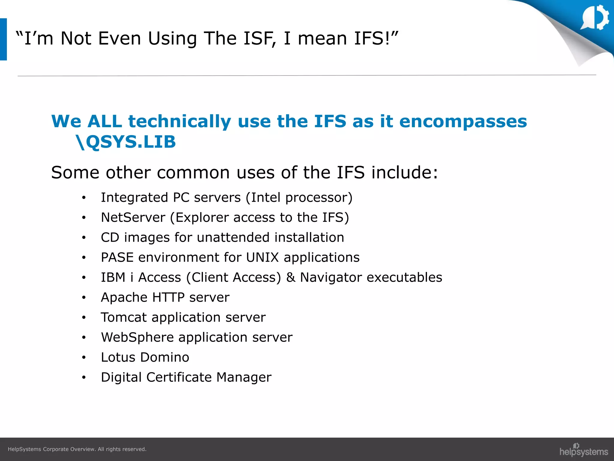 Getting Started with IBM i Security: Integrated File System (IFS) | PDF
