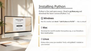 Introduction To Python Programming PPT. | PPTX