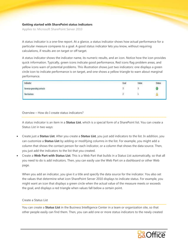 Getting Started with SharePoint Status Indicators - EPC Group | DOCX