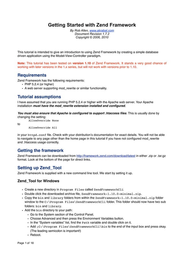 Getting started-with-zend-framework | PDF | Databases | Computer Software and Applications