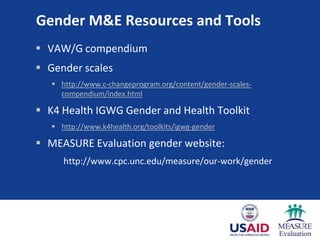 Getting the G into M&E: Gender and Monitoring and Evaluation | PPTX
