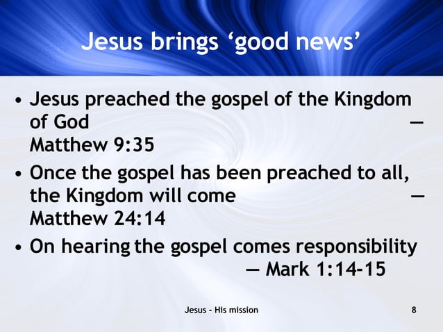 Getting To Know Jesus His Mission | PPT