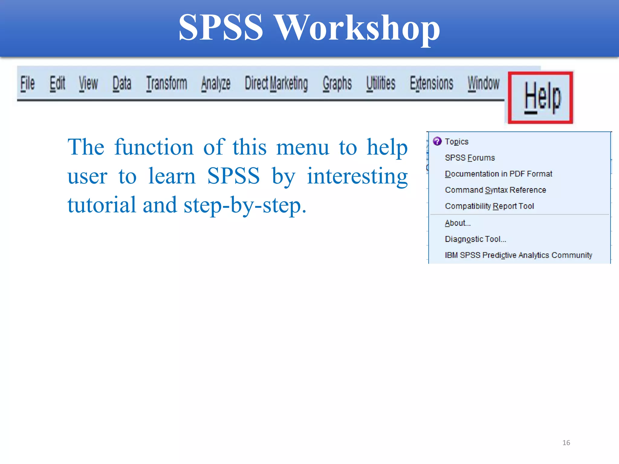 Getting Familiar with SPSS Menus and Icons | PDF