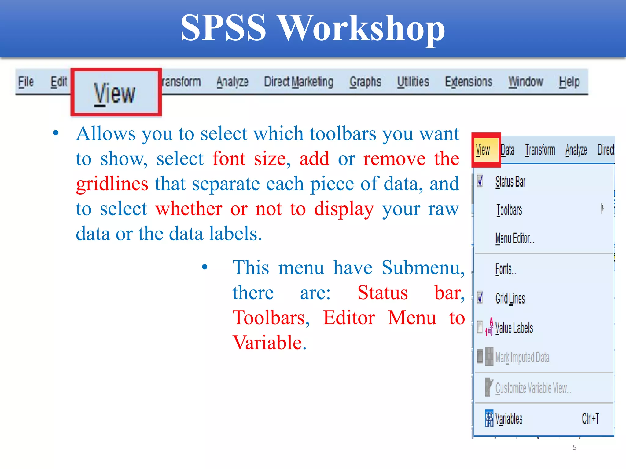 Getting Familiar with SPSS Menus and Icons | PDF