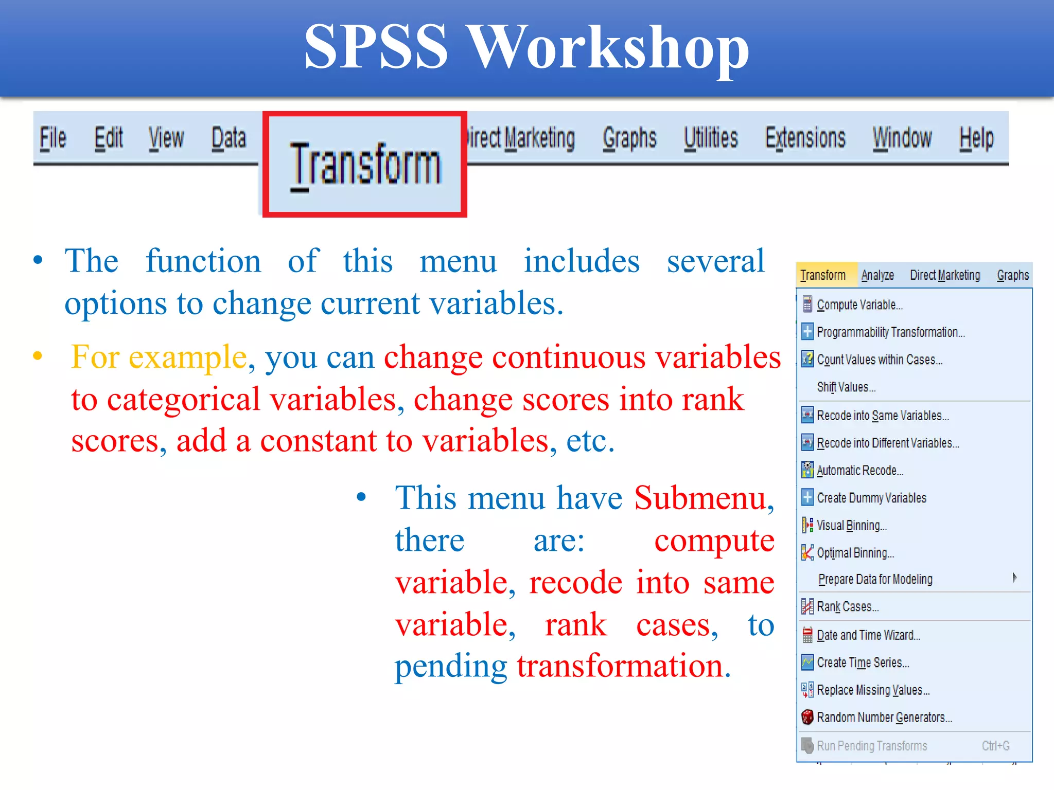 Getting Familiar with SPSS Menus and Icons | PDF