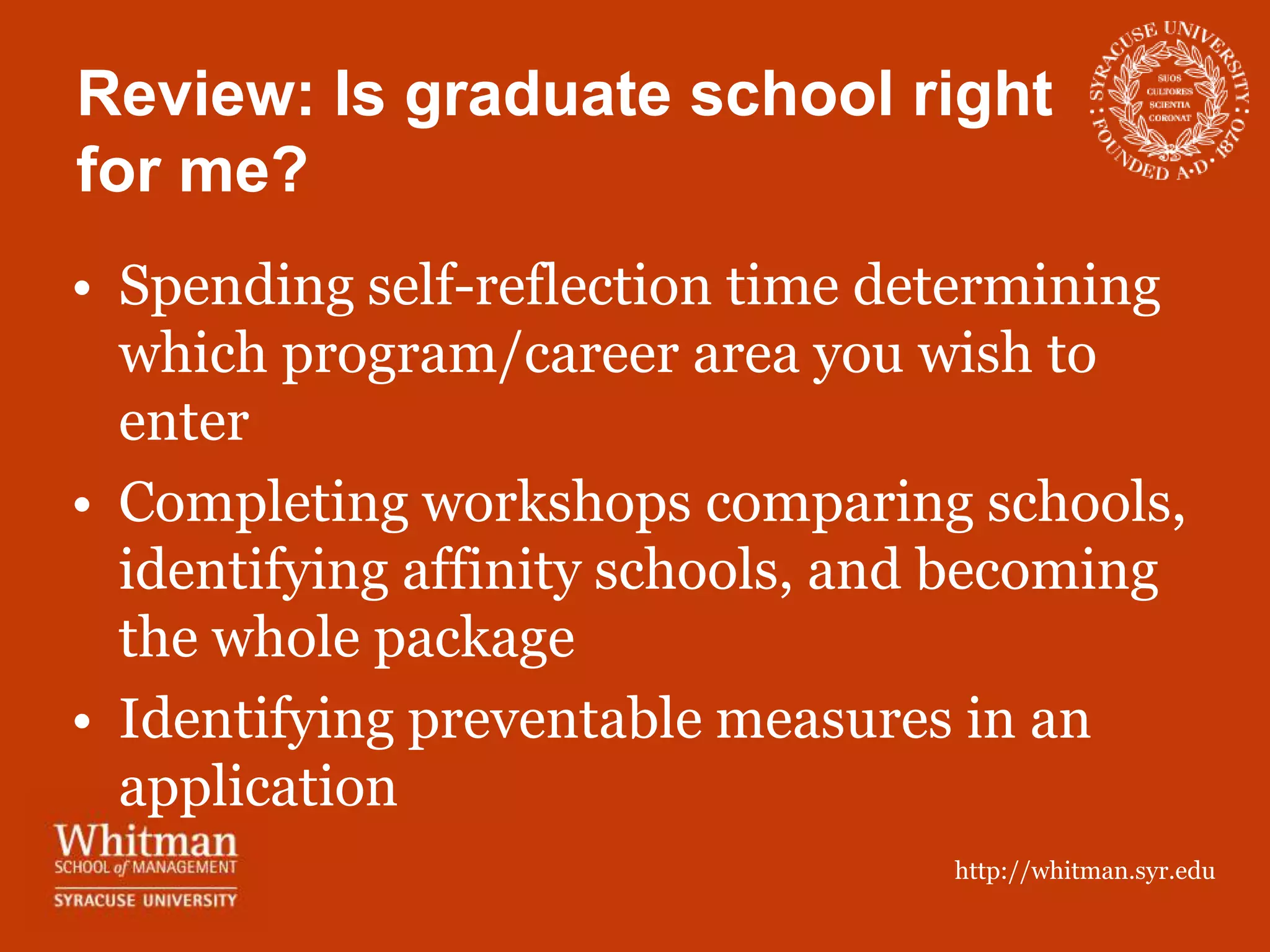 Getting into graduate school: The application | PPTX