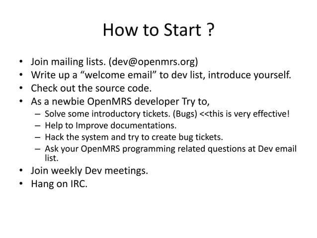 OpenMRS: Getting involved | PPTX