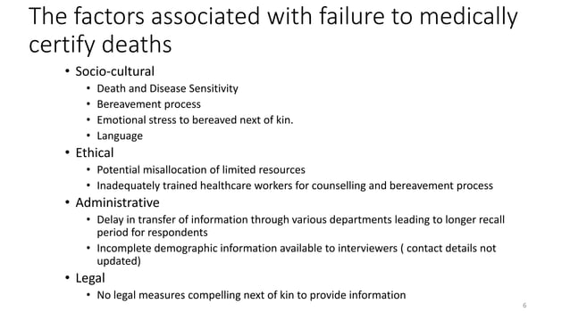 Getting it Right on the Facts of Death: Initial Achievements and ...