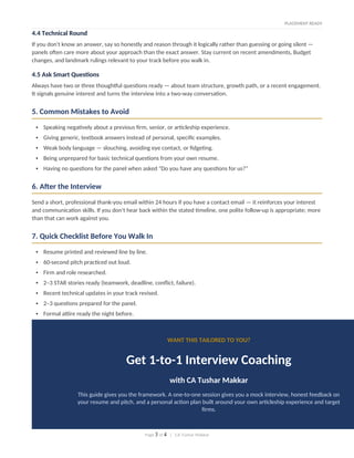 Comprehensive Guide to Acing CA Placement Interviews and Articleship | DOCX