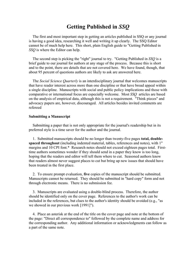 Getting published in ssq | PDF