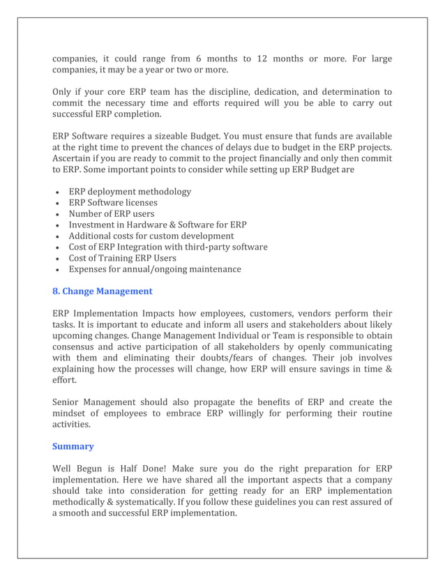 Getting Ready for ERP Implementation | PDF | Human Resources | Business