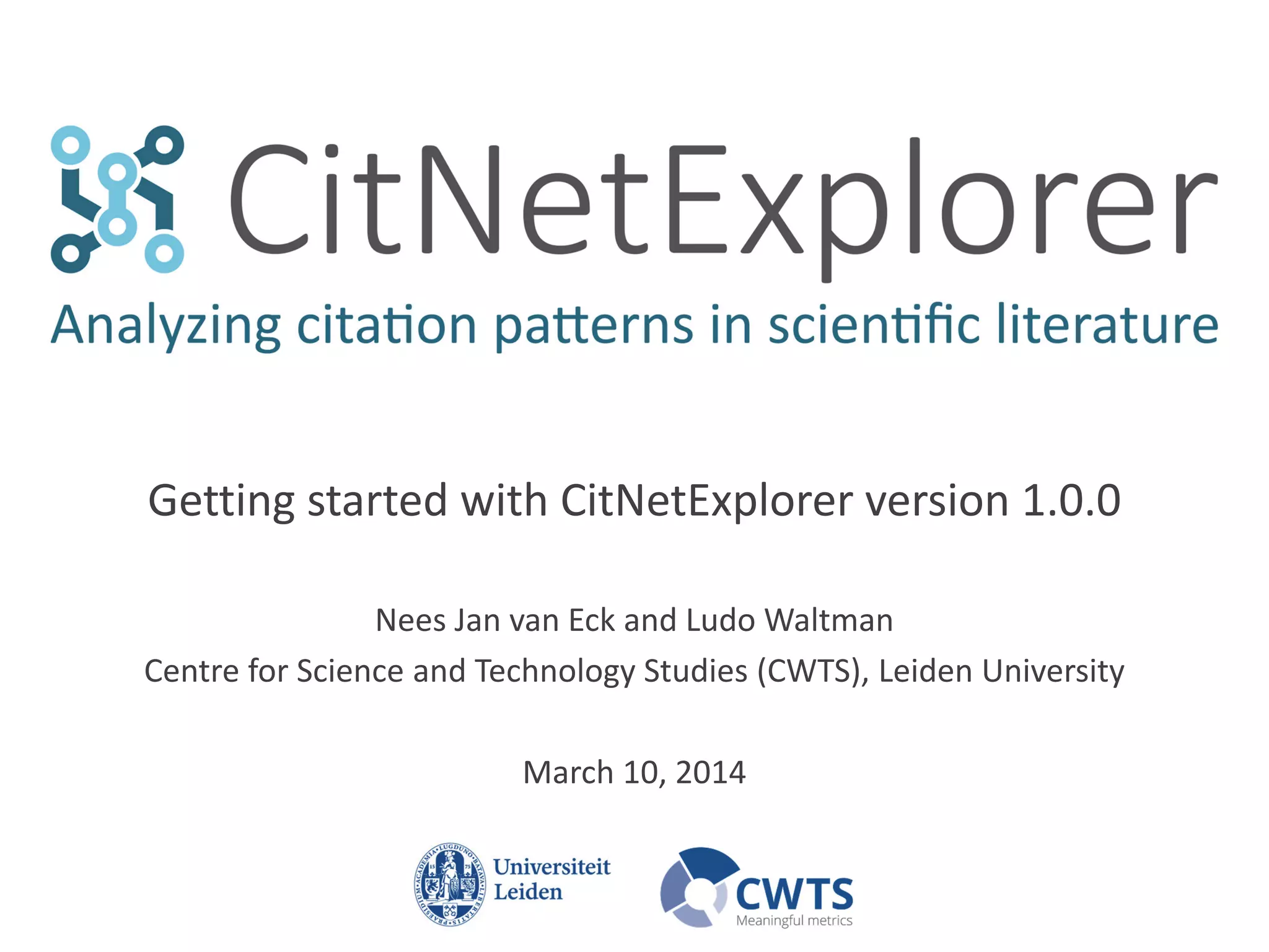 Getting started with CitNetExplorer | PPT