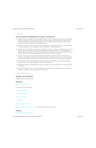 Literature Circles - Getting Started | PDF