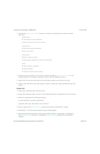 Literature Circles - Getting Started | PDF