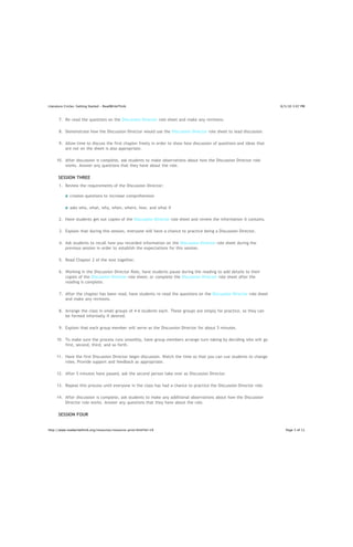 Literature Circles - Getting Started | PDF