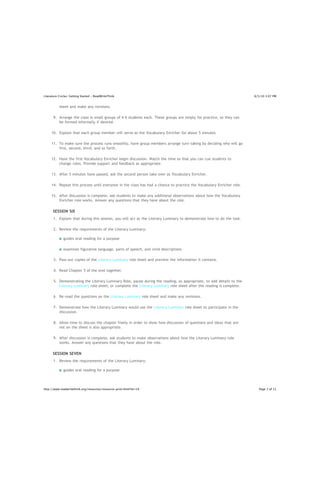 Literature Circles - Getting Started | PDF