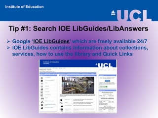 Getting Started at UCL Institute of Education 2018 | PPTX | Internet ...