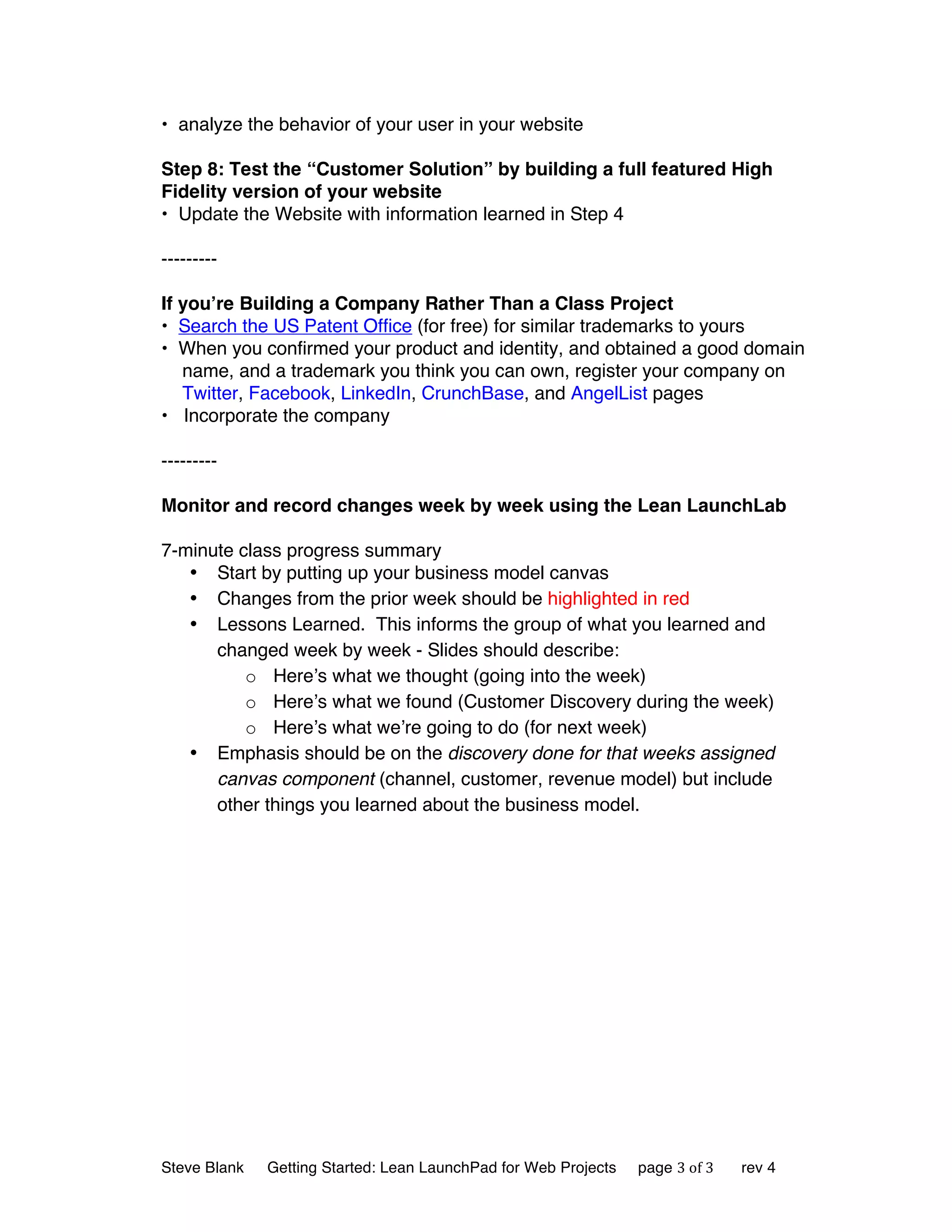 Getting started for lean launch pad web projects rev4 | PDF