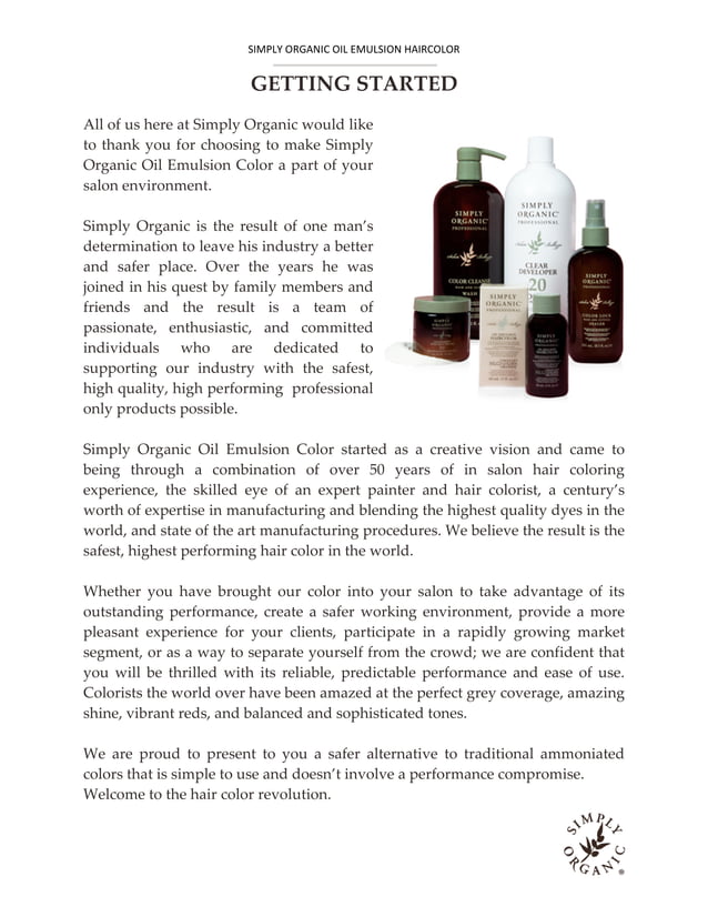 Simply Organic Hair Color - Getting Started Guide | PDF