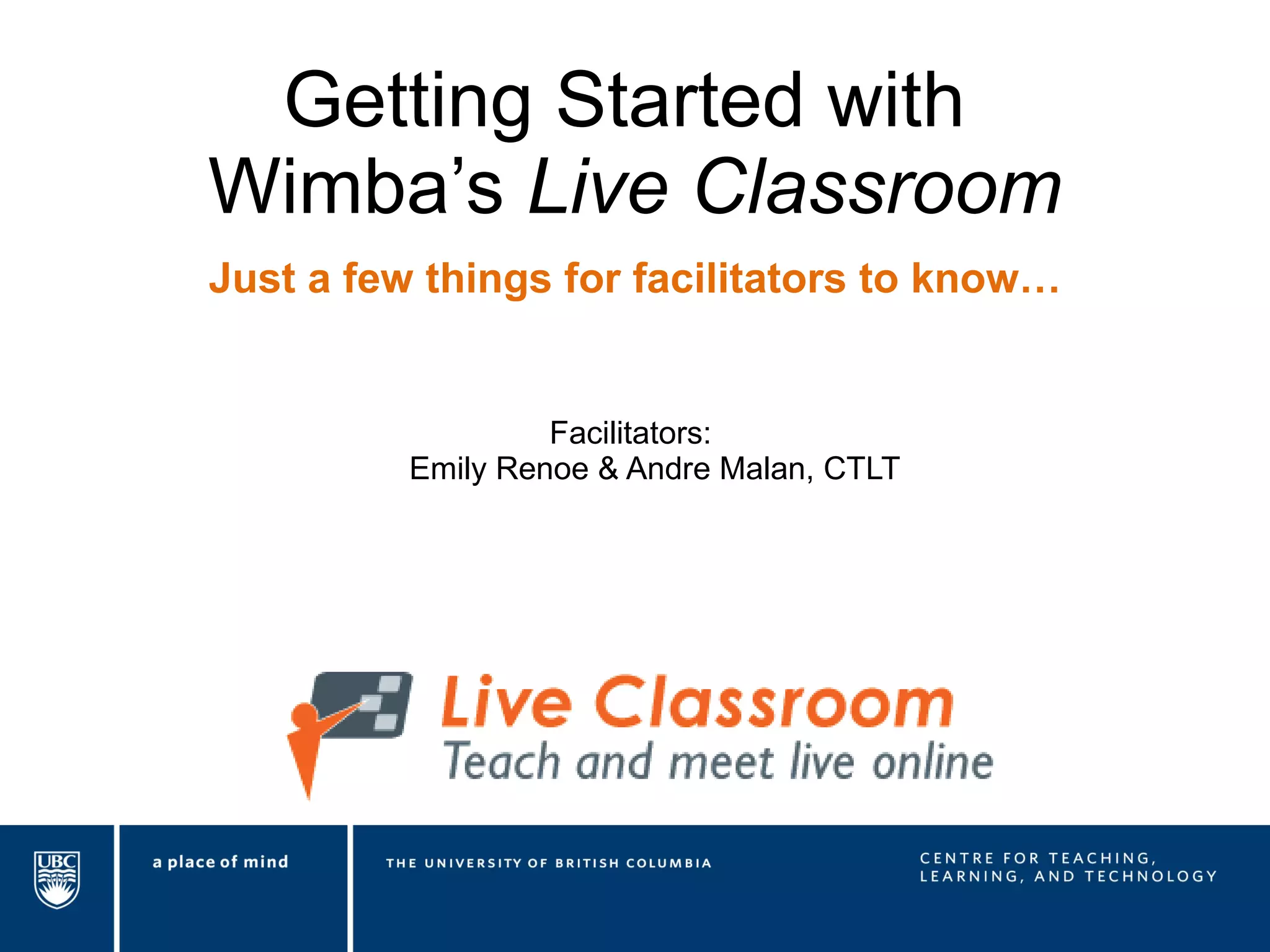 Getting Started in Live Classroom | PPT