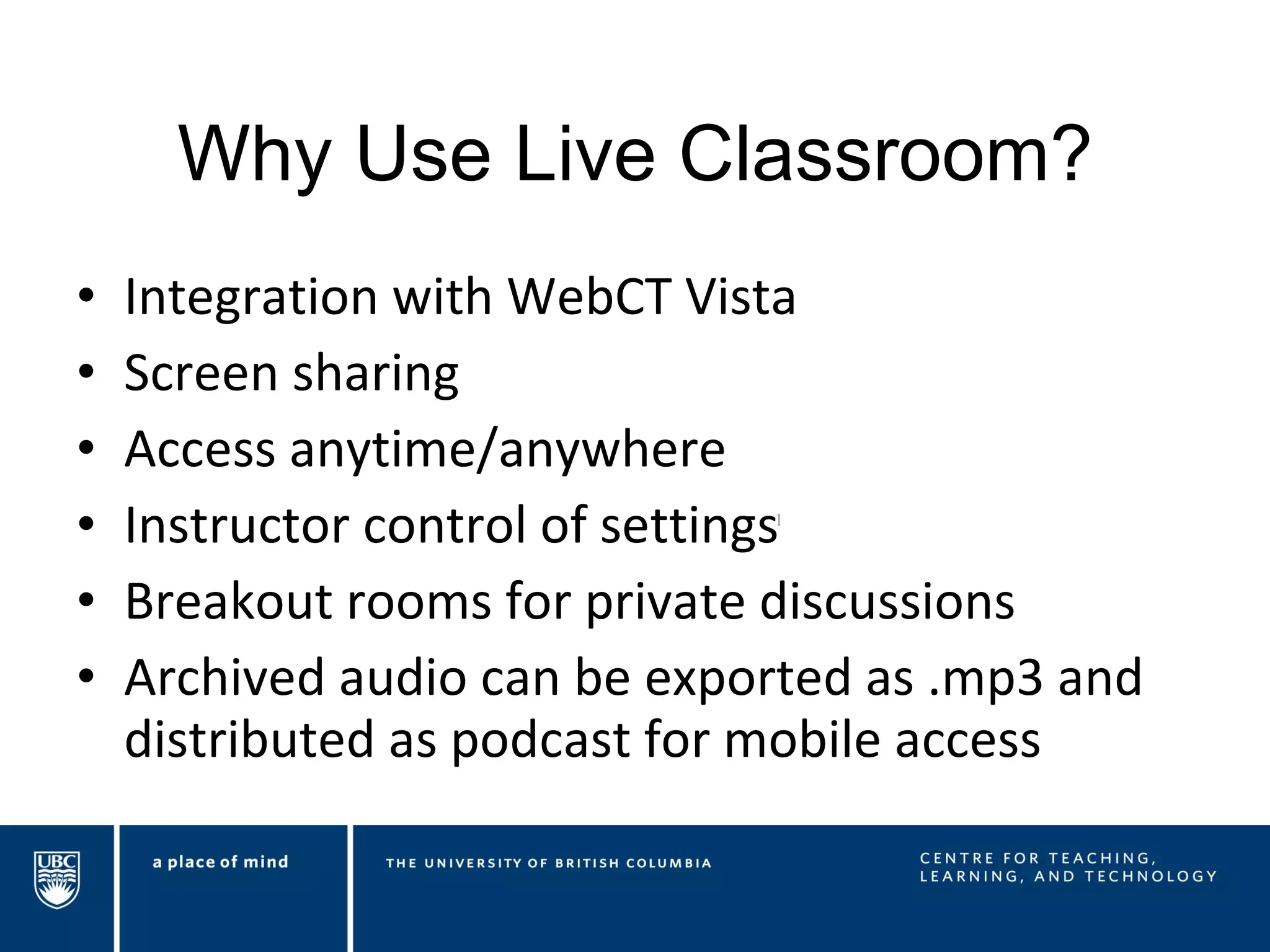 Getting Started in Live Classroom | PPT