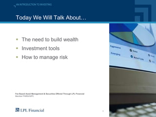 An Introduction To Investing | PPTX | Stocks and Bonds | Personal Investing