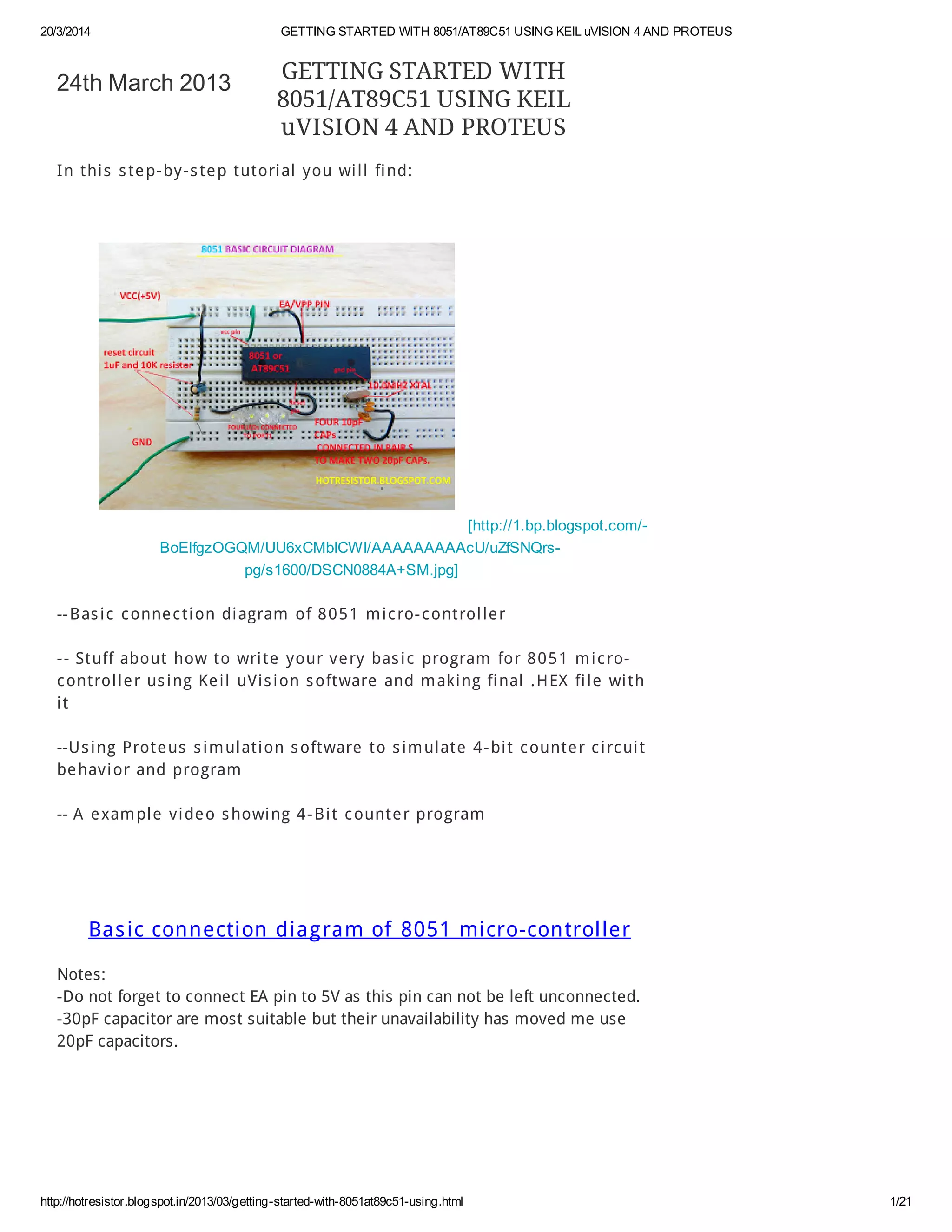 Getting started with 8051 at89 c51 using keil uvision 4 and proteus | PDF