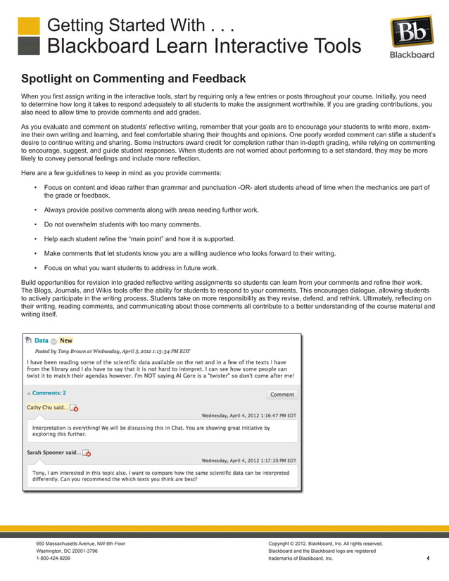 Getting started with blackboard learn interactive tools cbu online | PDF