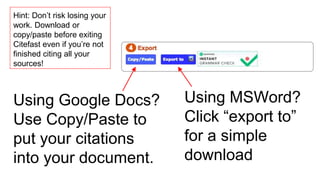 Getting started with citefast | PPT