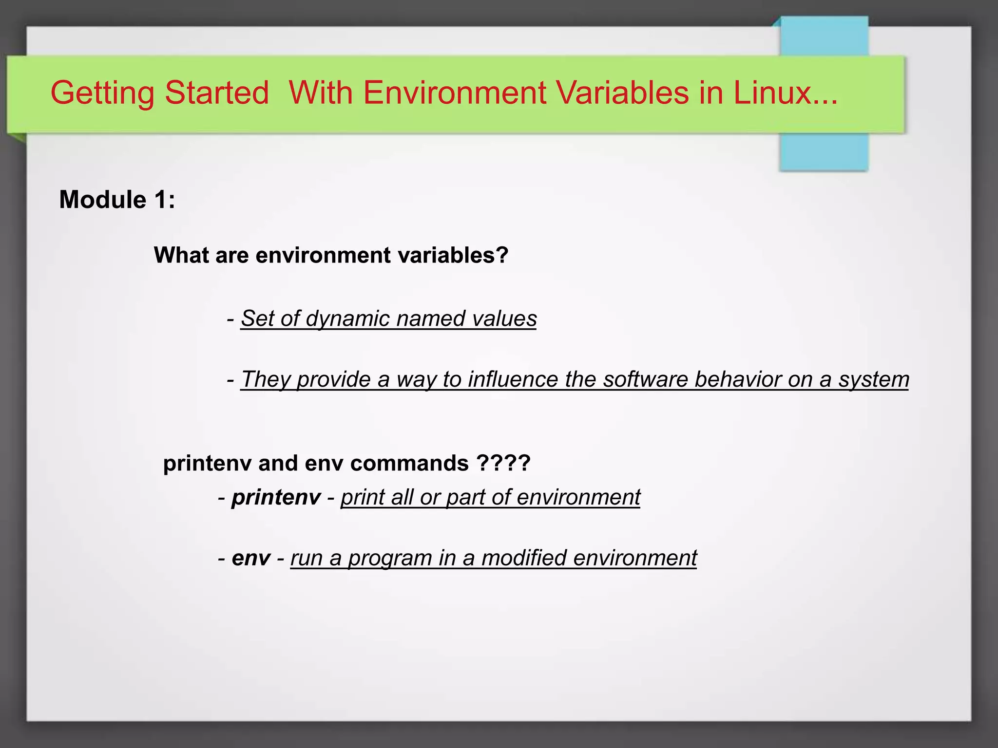Environment Variables in Linux | PPT