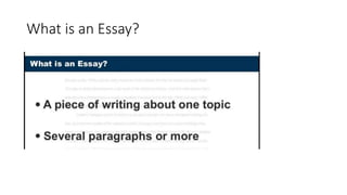 Getting started with essay writing part 1 | PPT