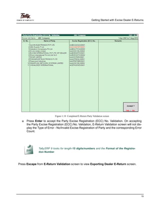 Getting started with excise dealer e returns | Tally Chennai | Tally Support | PDF