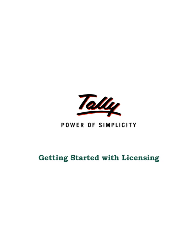 Getting started with licensing | Tally.NET Services | Tally Intergation | Tally Support | PDF