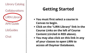 Getting Started with LIRN Library and ProQuest Central | PPTX | Databases | Computer Software ...