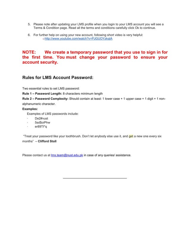 Getting started with NUST LMS | PDF