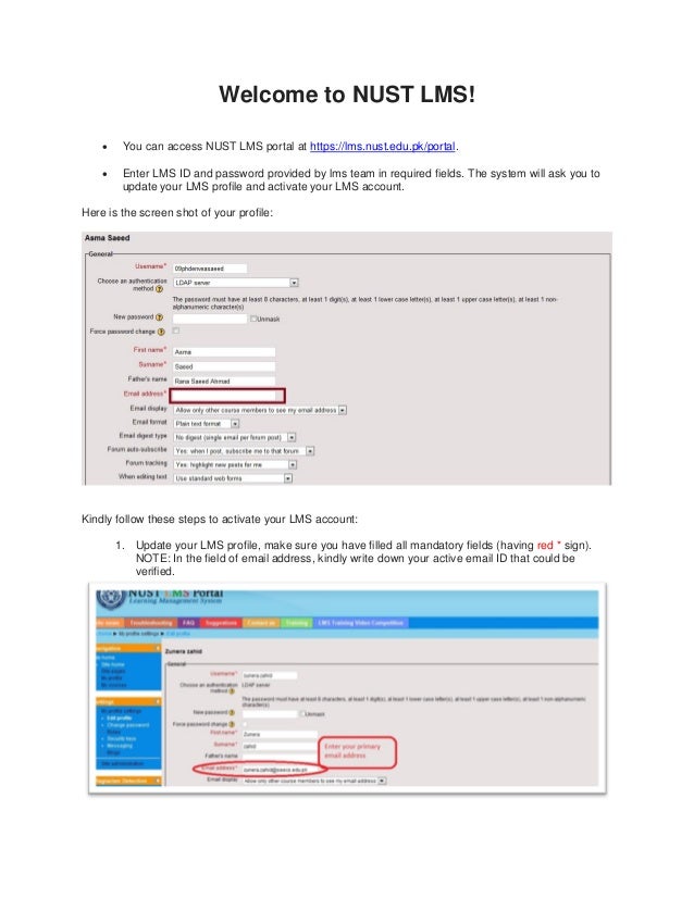 Getting started with NUST LMS Getting started with NUST LMS