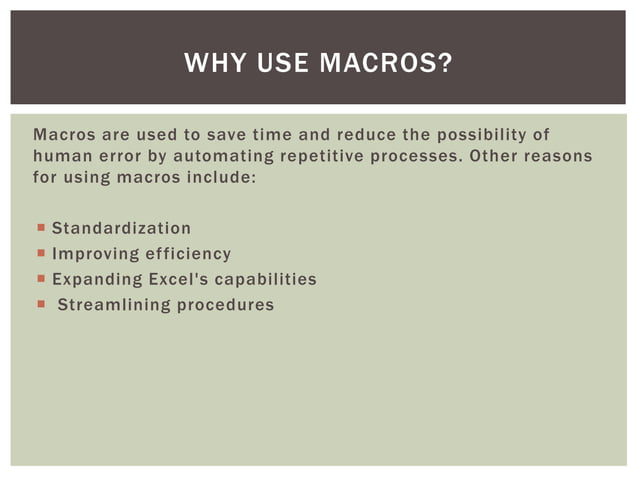 Getting Started With Microsoft Excel Macros Ppt 6949