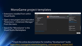 Getting started with mono game on visual studio 2019 | PPTX