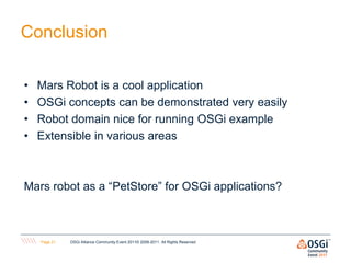 Getting started with OSGi using a 3D OSGi Robot sample application - Christian Baranowski ...