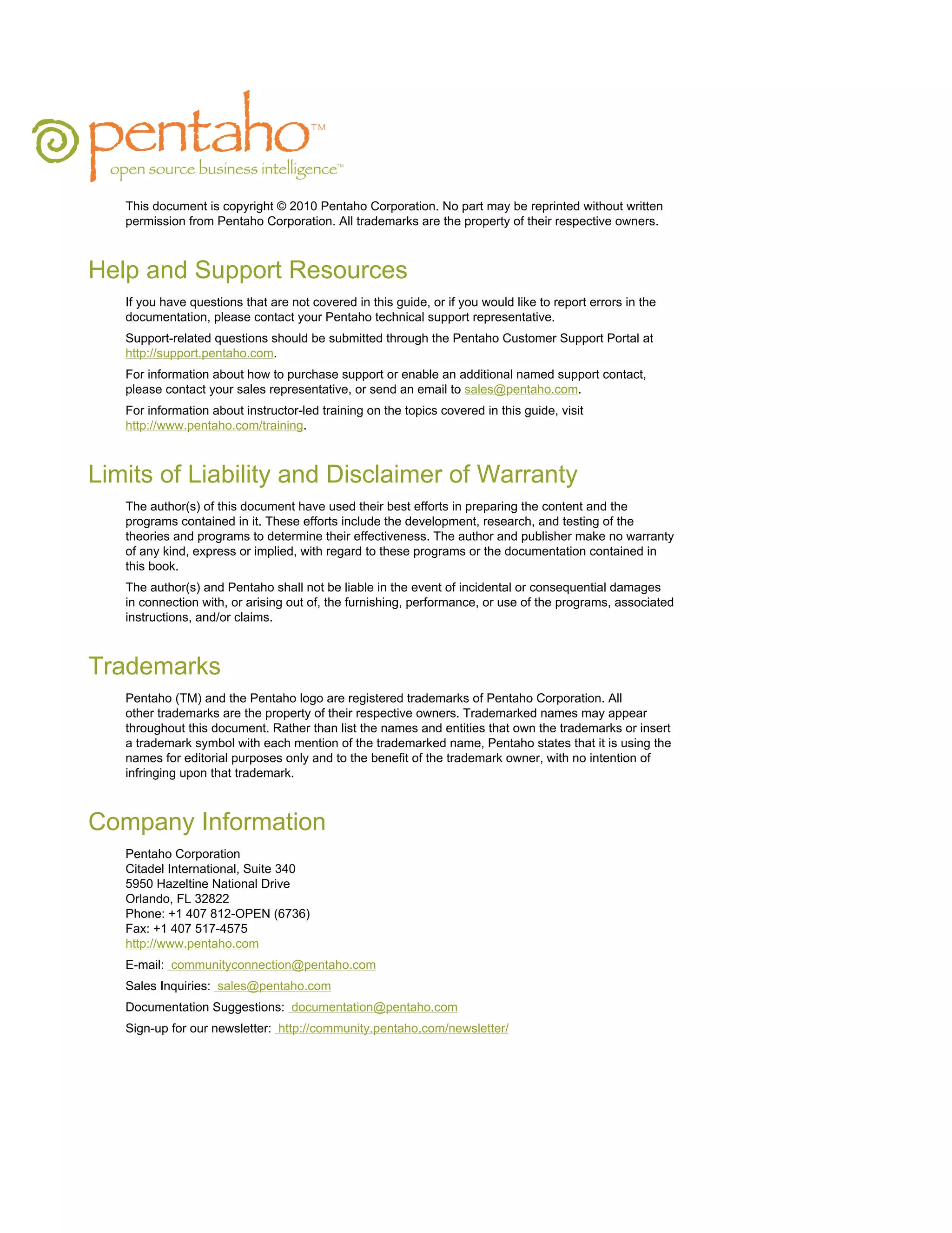 Getting started with_pentaho | PDF