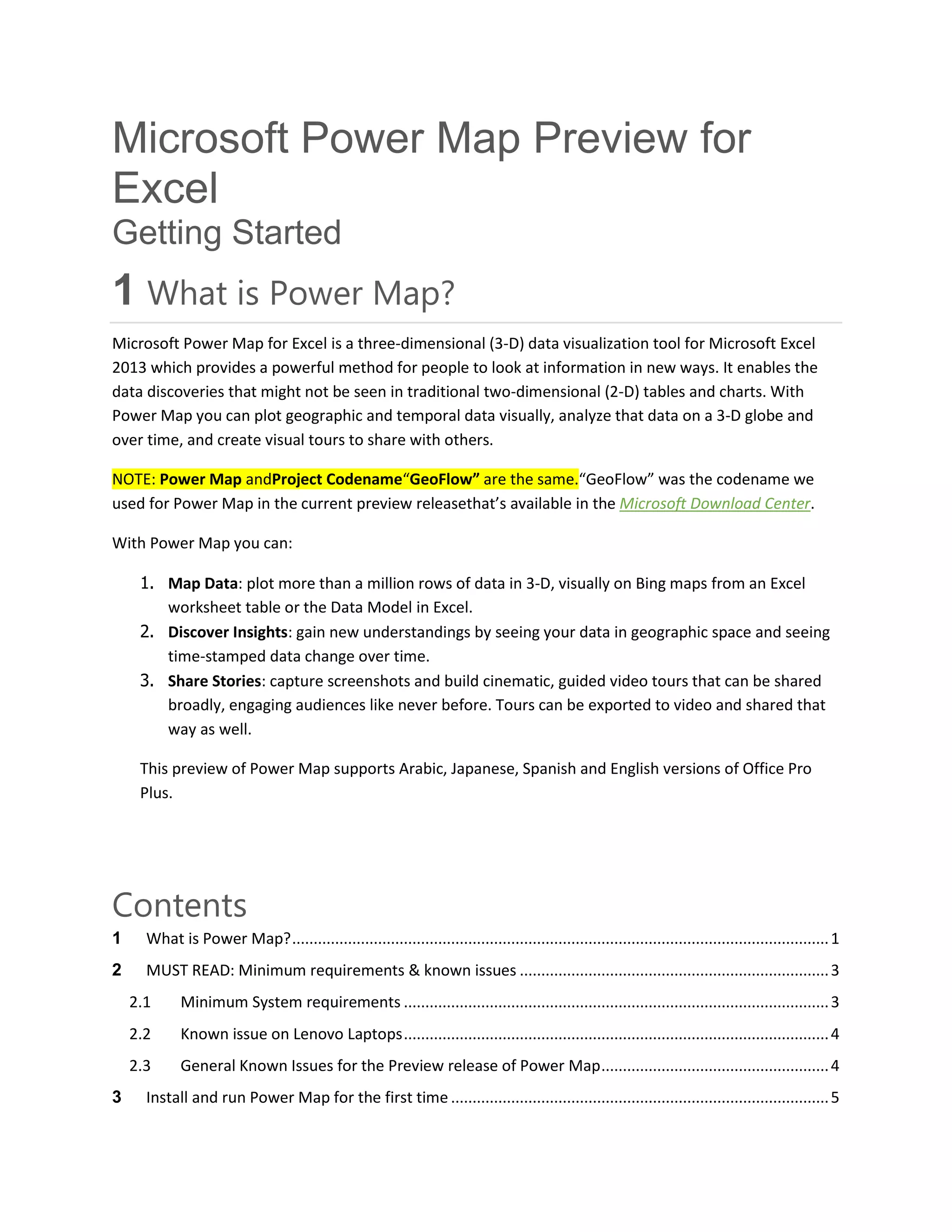 Getting started with power map preview september refresh | DOCX
