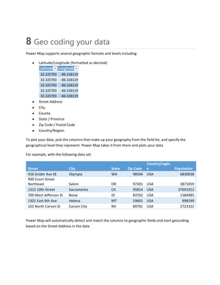 Getting started with power map preview september refresh | DOCX