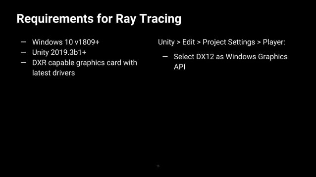 Getting started with Ray Tracing in Unity 2019.3 - Unite Copenhagen 2019 | PPTX