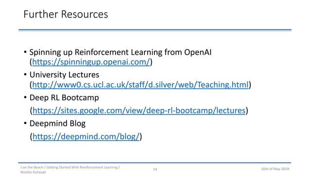 Getting started with Deep Reinforcement Learning | PPT