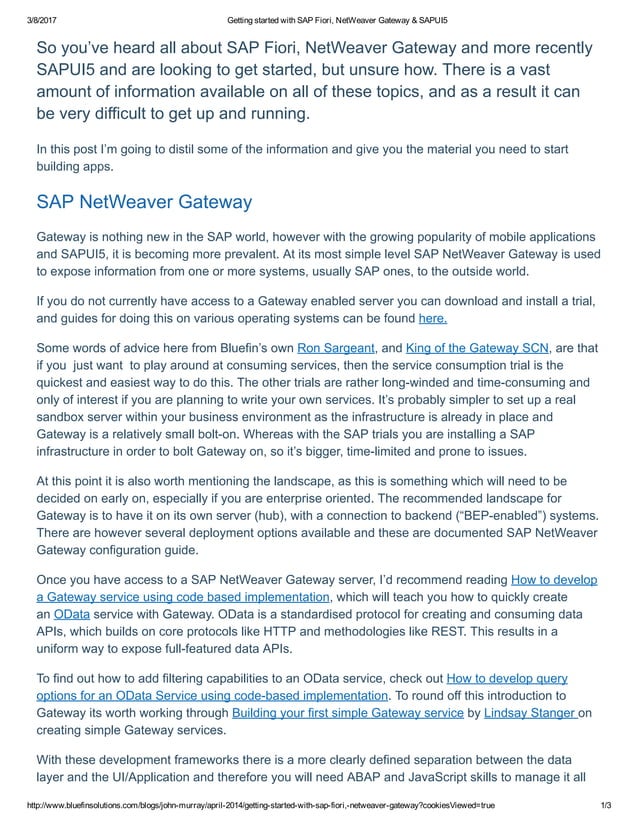 Getting started with sap fiori, net weaver gateway & sapui5 | PDF