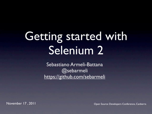 Getting started with Selenium 2 | PPT
