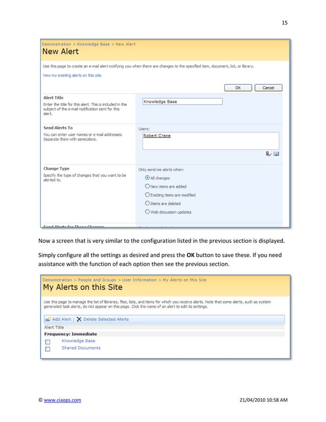 Getting started with sharepoint alerts | PDF