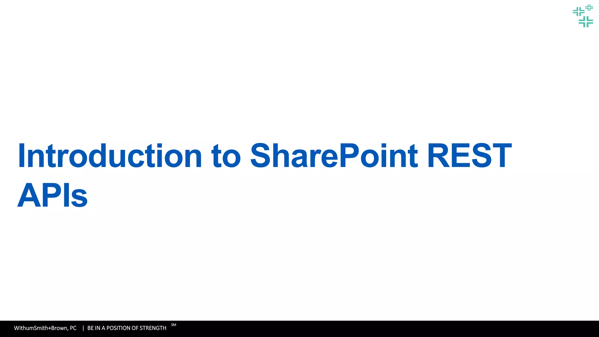 Getting started with SharePoint REST API in custom SharePoint workflows Reston SharePoint User ...